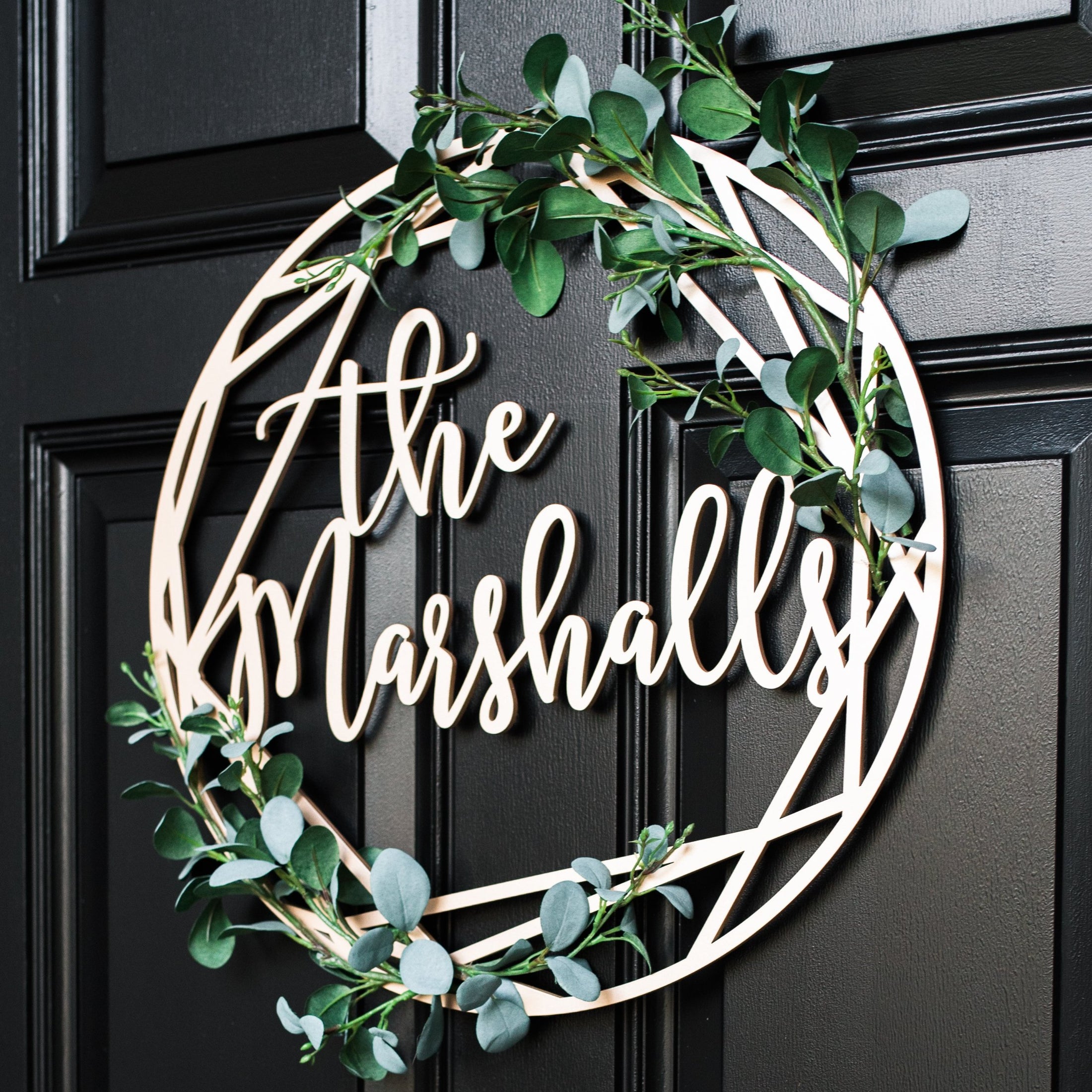 Geometric Personalized Front Door Sign – Z Create Design